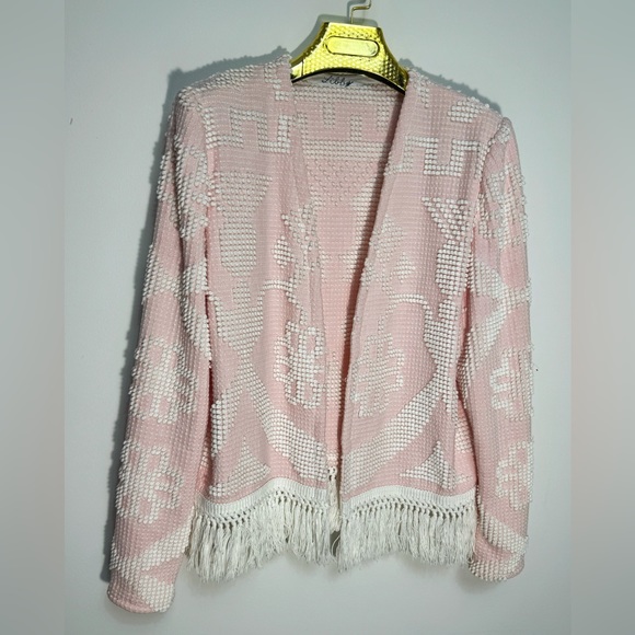 Vintage | Sweaters | Vintage Hand Knit Baby Pink Cottage Cardigan With ...